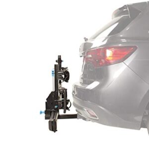 RockyMounts BackStage 2" Receiver Swing Away platform hitch 2 bicycle rack. Allows full access to the rear of the vehicle with bikes on or off the rack.