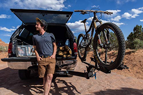 RockyMounts BackStage 2" Receiver Swing Away platform hitch 2 bicycle rack. Allows full access to the rear of the vehicle with bikes on or off the rack.