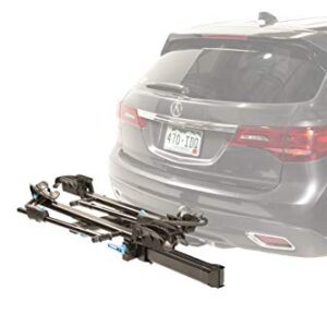 RockyMounts BackStage 2" Receiver Swing Away platform hitch 2 bicycle rack. Allows full access to the rear of the vehicle with bikes on or off the rack.