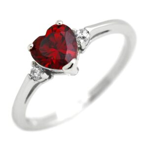 jewelritzy solitaire heart simulated birthstone cubic zirconia solid 925 sterling silver ring size 8 - gn