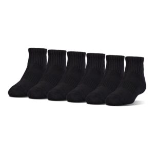 under armour youth cotton quarter socks, multipairs, black/stealth gray (6-pairs), small