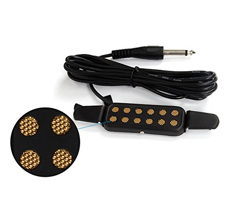 LUVAY Guitar Pickup Acoustic Electric Transducer for Acoustic Guitar, Cable Length 10' (Gold)