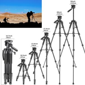 Neewer Portable 56 inches/142 centimeters Aluminum Camera Tripod with 3-Way Swivel Pan Head,Bag for DSLR Camera,DV Video Camcorder Load up to 8.8 pounds/4 kilograms Black(SAB234)