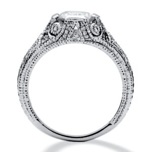 PalmBeach Sterling Silver Round Cubic Zirconia Vintage Style Engagement Ring Sizes 6-12 Size 8