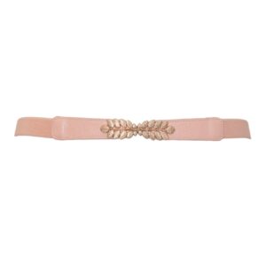 evogues plus size leaf interlocking buckle elastic belt pink - one size plus