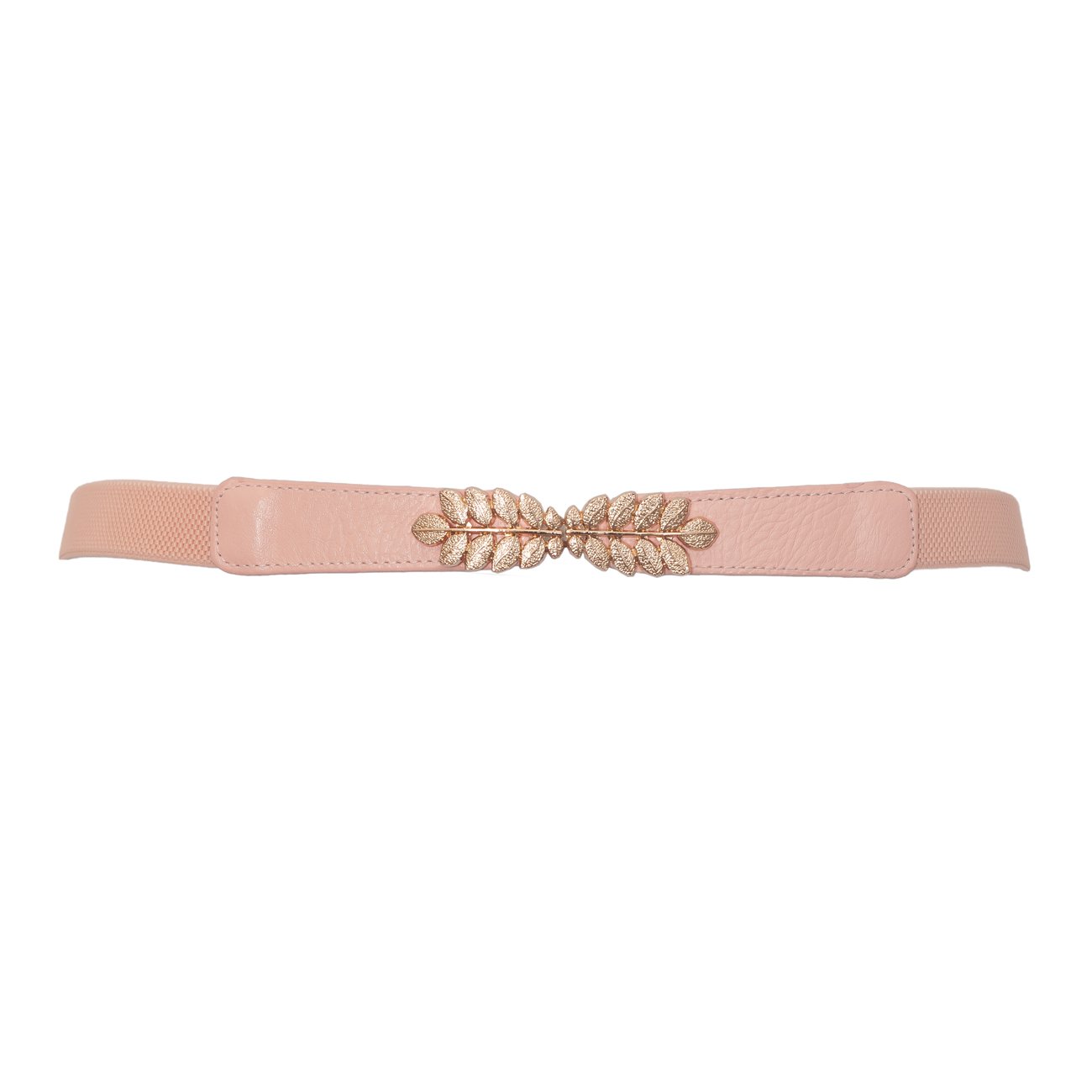 eVogues Plus size Leaf Interlocking Buckle Elastic Belt Pink - One Size Plus