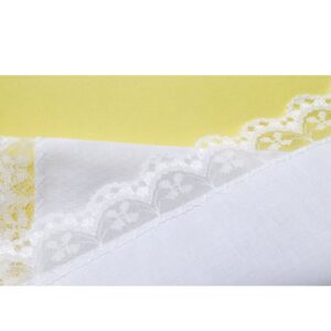 6/12 Pack of Ladies White Perfect Wedding Lace Cotton Handkerchiefs