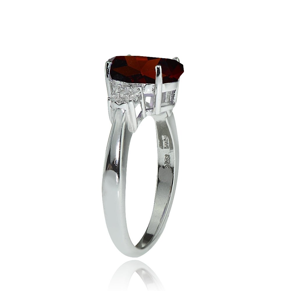 Ice Gems Sterling Silver African Garnet and Oval Ring, Size 6