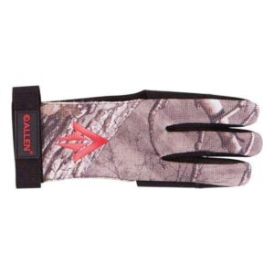 allen traditional 3 finger archery glove, realtree xtra, small