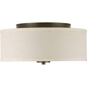 Progress Lighting P3713-20 Inspire Two-Light Flush Mount, Antique Bronze, 5.50x13.00x13.00