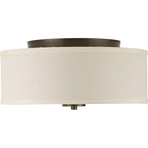 Progress Lighting P3713-20 Inspire Two-Light Flush Mount, Antique Bronze, 5.50x13.00x13.00