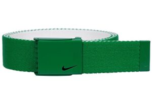 nike men's new tech essentials reversible web belt, pine green/white, one size