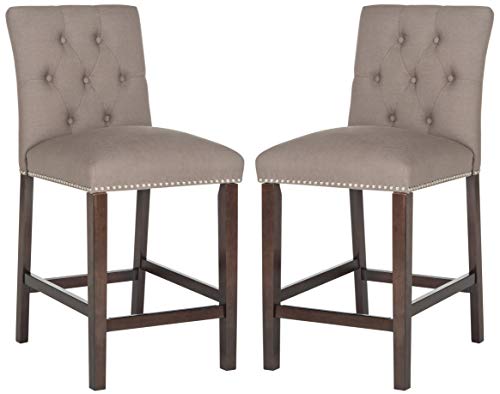 Safavieh Home Collection Norah Dark Taupe and Espresso Counter Stool (Set of 2)