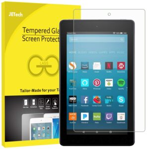 jetech screen protector for amazon fire hd 8 (2018, 2017 and 2016 model), tempered glass film