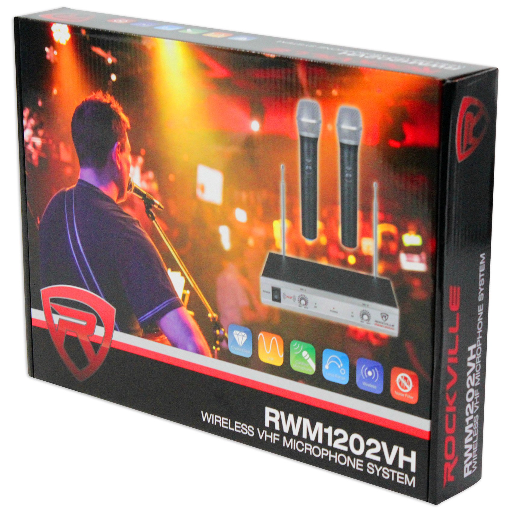 Rockville RWM1202VH VHF Wireless Dual HandHeld Microphone System/Metal Receiver