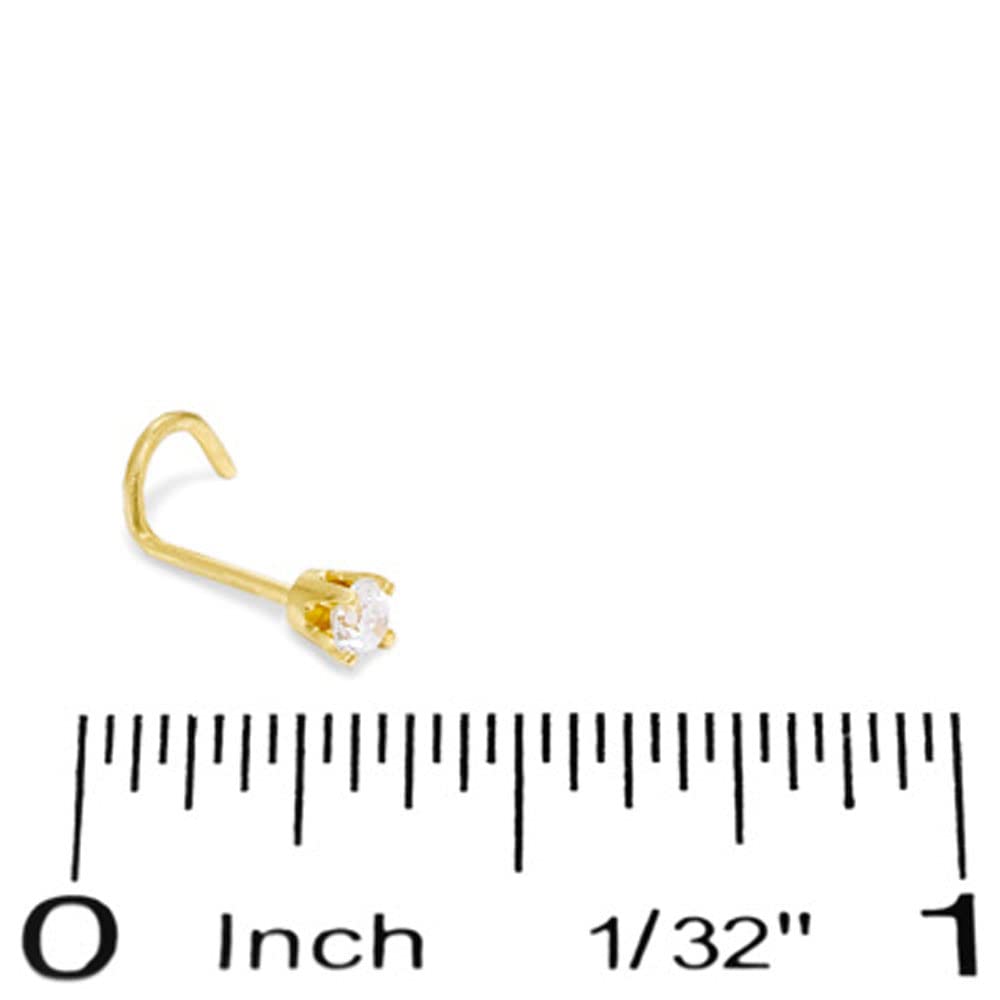 JewelMore 1.5mm 0.015 ct. tw Diamond 14K White Gold Nose Ring Twist Screw 20G (Yellow)