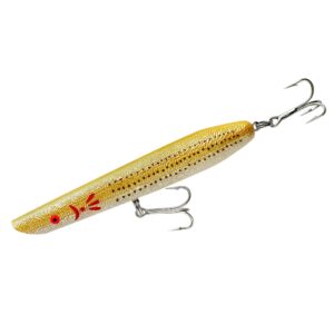 cotton cordell pencil popper topwater fishing lure, freshwater fishing gear and accessories, 6", 1 oz, pearl yellow