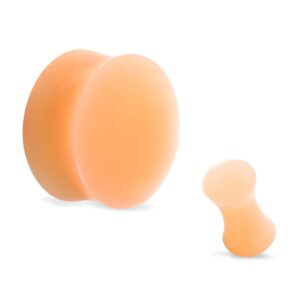 pierced owl peach flesh tone silicone double flared plugs, sold as a pair (12.7mm (1/2"))