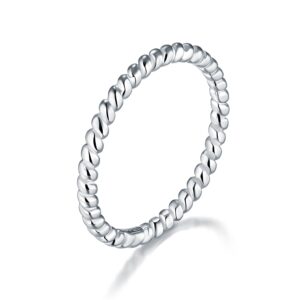 925 sterling silver ring, boruo twisted eternity band stackable rings 2mm size 8