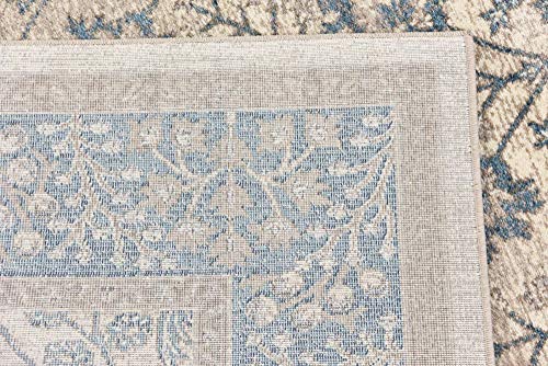 Unique Loom Salzburg Collection Area Rug - Gneis (5' Square, Cream/ Light Blue)