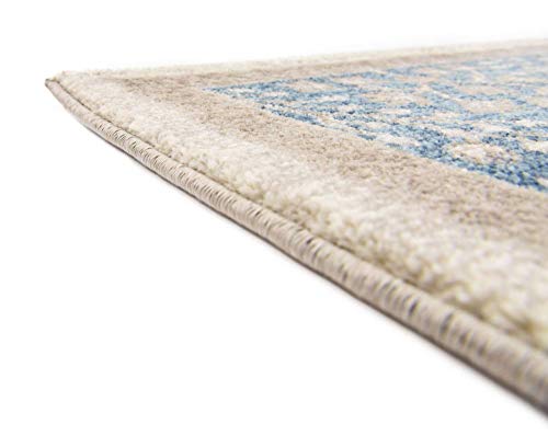 Unique Loom Salzburg Collection Area Rug - Gneis (5' Square, Cream/ Light Blue)