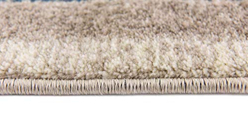 Unique Loom Salzburg Collection Area Rug - Gneis (5' Square, Cream/ Light Blue)