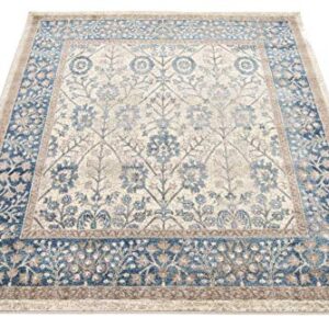 Unique Loom Salzburg Collection Area Rug - Gneis (5' Square, Cream/ Light Blue)