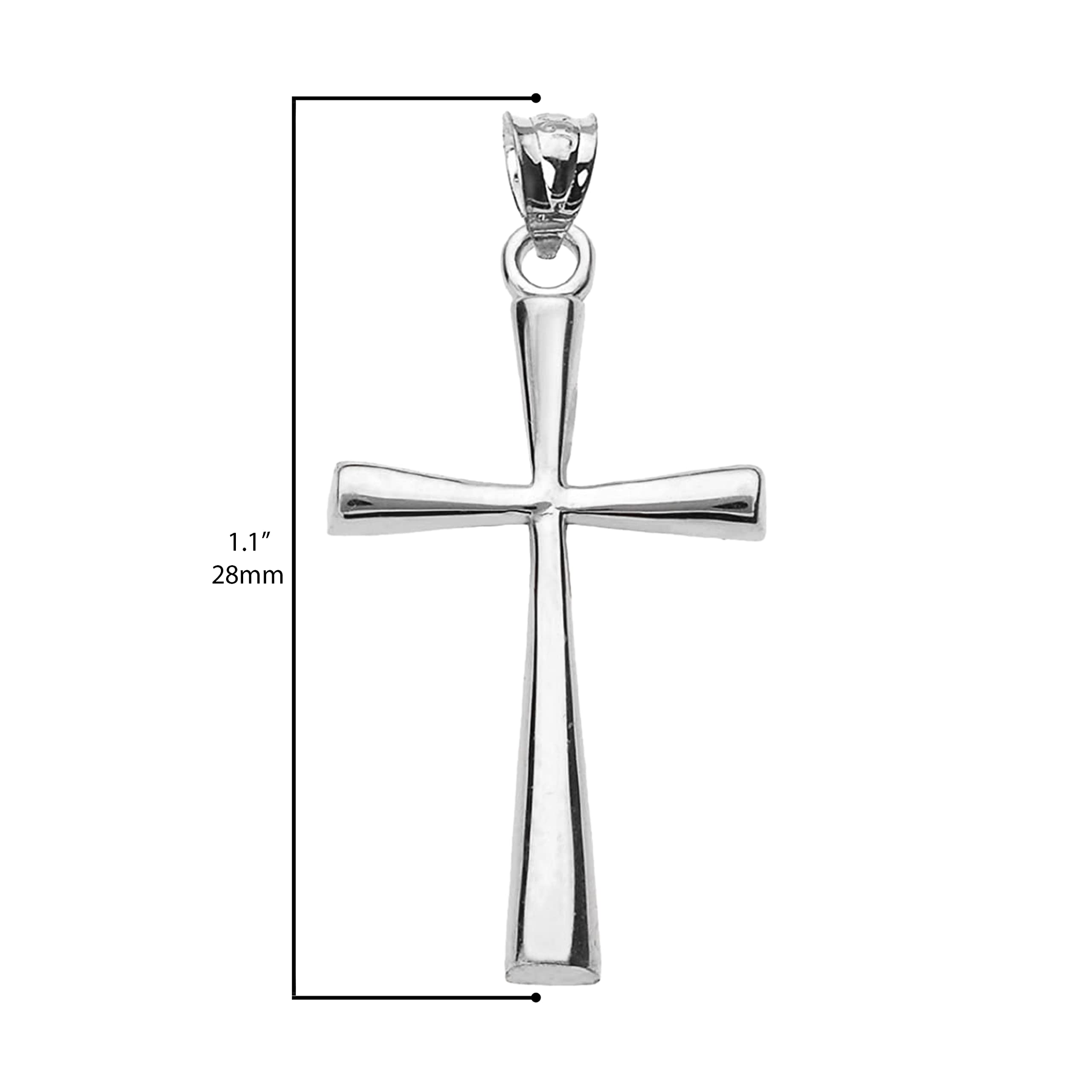 Religious Jewelry .925 Sterling Silver Simple Classic Flared Cross Pendant - 1.1"