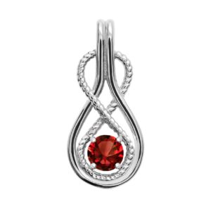 infinity rope january birthstone garnet 14k white gold pendant