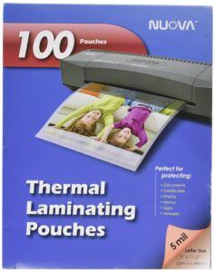 nuova 100-pack, 5 mil thermal laminating pouches 9 x 11.5 inches, letter size, lp105h