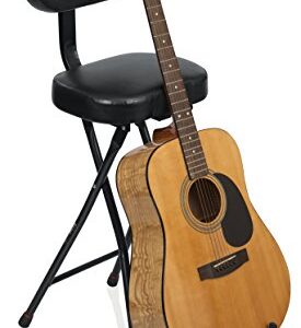 Gator Frameworks Guitar Seat with Padded Cushion, Ergonomic Backrest and Fold Out Guitar Stand; Holds both Acoustic and Electric Guitars (GFW-GTR-SEAT)