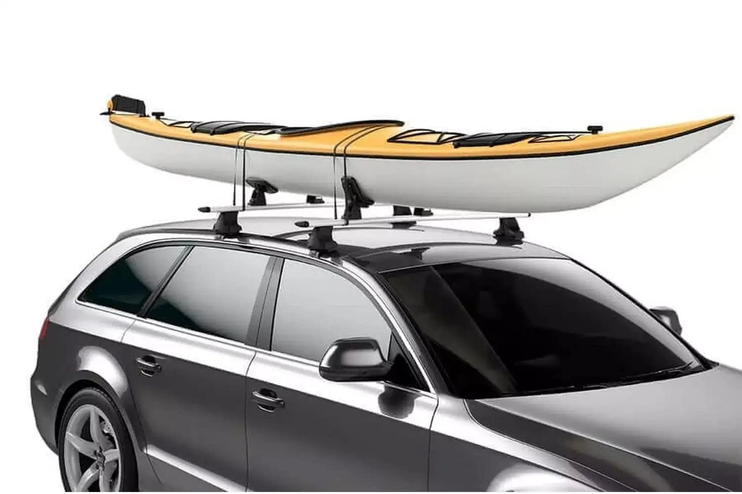 Thule DockGlide - Carries kayaks up to 36" wide - Fits all hull shapes - Kayak roof rack - One-person easy loading - 75lb weight capacity