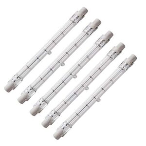 ctkcom 300 watt 4.6 inch t3 halogen bulbs (5 pack) - j type 118mm r7s double ended halogen bulbs filament flood lights quartz tube lamps 120v