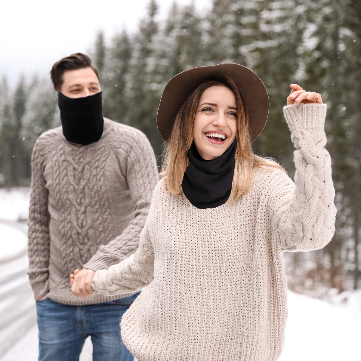 DG Hill Neck Warmer - 2 Pack Face Mask for Cold Weather - Neck Gaiter for Men Women Thick Thermal Fleece Lined Ski Outdoor