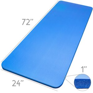 Crown Sporting Goods 1" Yoga Cloud Extra Thick Exercise Mat - 72" x 24" with Carry Strap - Exercise Mats for Home Workout - Yoga and Pilates Exercise Workout Mat - 4X Thick Yoga Mat (Blue)