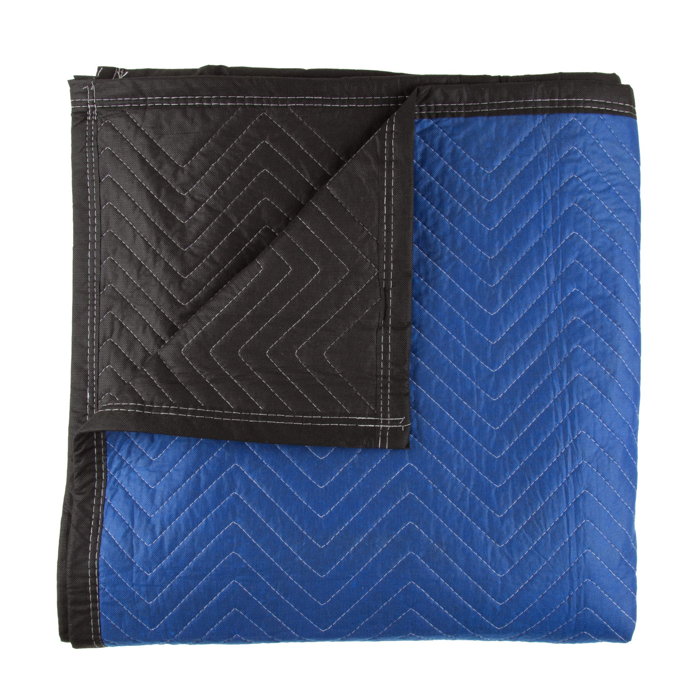 Stalwart 75-MOV1001 Blanket-80x73.5in Heavy-Duty Reusable Quilted Furniture Pad or Drop Cloth with Recycled Cotton Filling-Moving Supplies, 1-Pack, Black/Blue