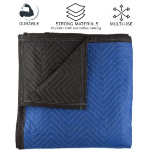 Stalwart 75-MOV1001 Blanket-80x73.5in Heavy-Duty Reusable Quilted Furniture Pad or Drop Cloth with Recycled Cotton Filling-Moving Supplies, 1-Pack, Black/Blue