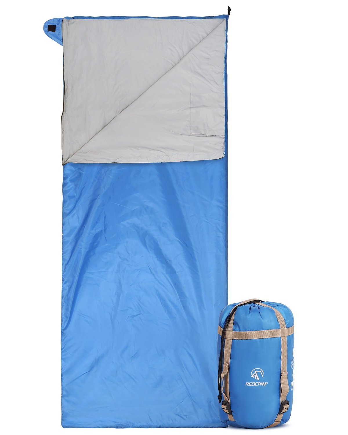 REDCAMP Ultra Lightweight Sleeping Bag for Backpacking, Comfort for Adults Warm Weather, with Compression Sack Blue (75"x 32.5")