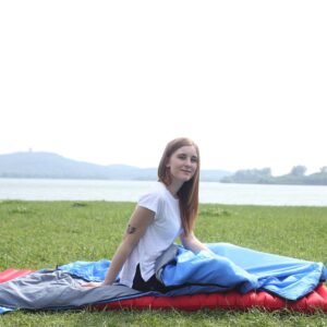 REDCAMP Ultra Lightweight Sleeping Bag for Backpacking, Comfort for Adults Warm Weather, with Compression Sack Blue (75"x 32.5")