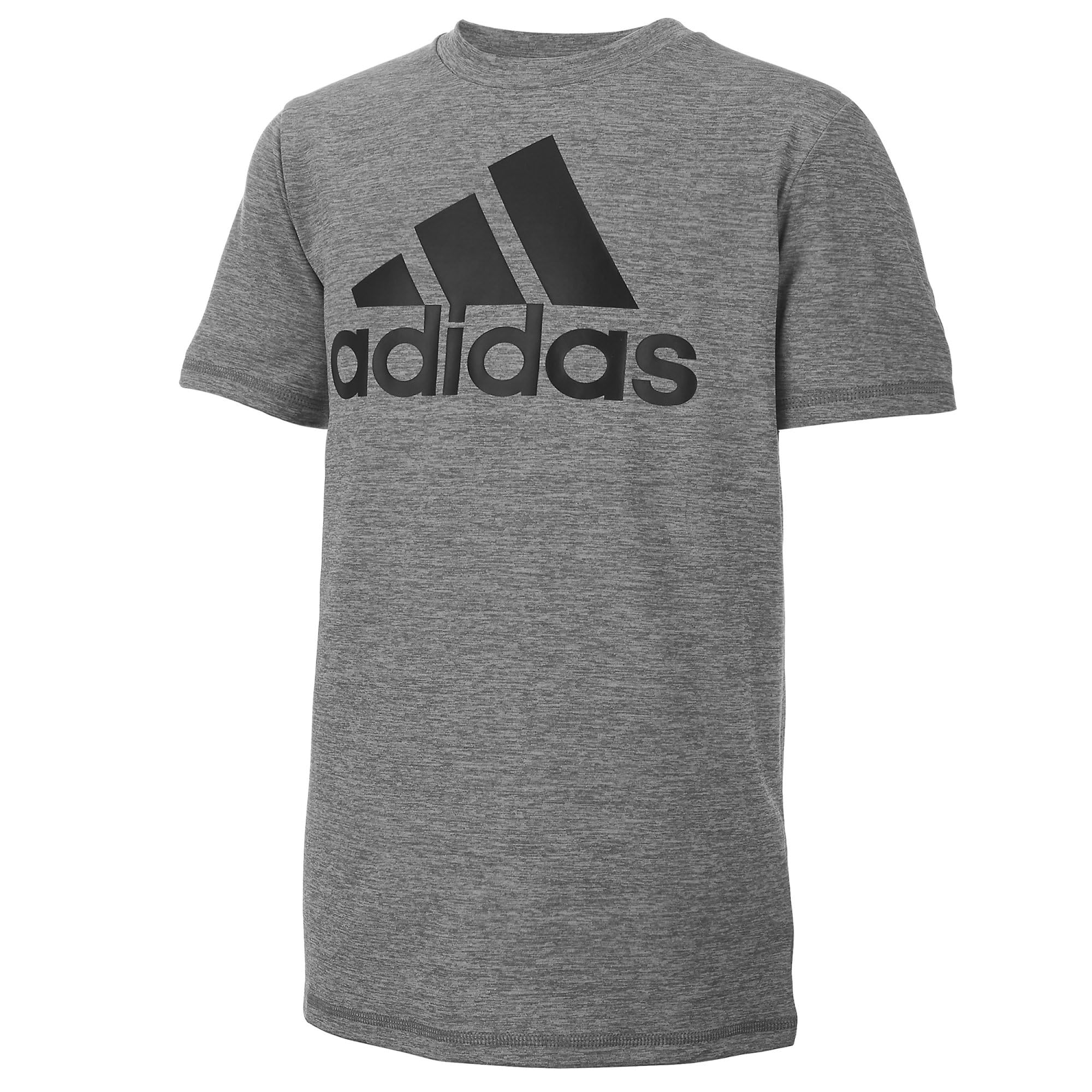 adidas Boys' Short Sleeve Moisture-Wicking Athletic T-Shirt Performance Tee, Dark Gray, Large