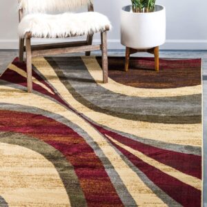 Unique Loom Barista Collection Area Rug - Ngada (5' 3" x 8' Rectangle, Beige/ Red)