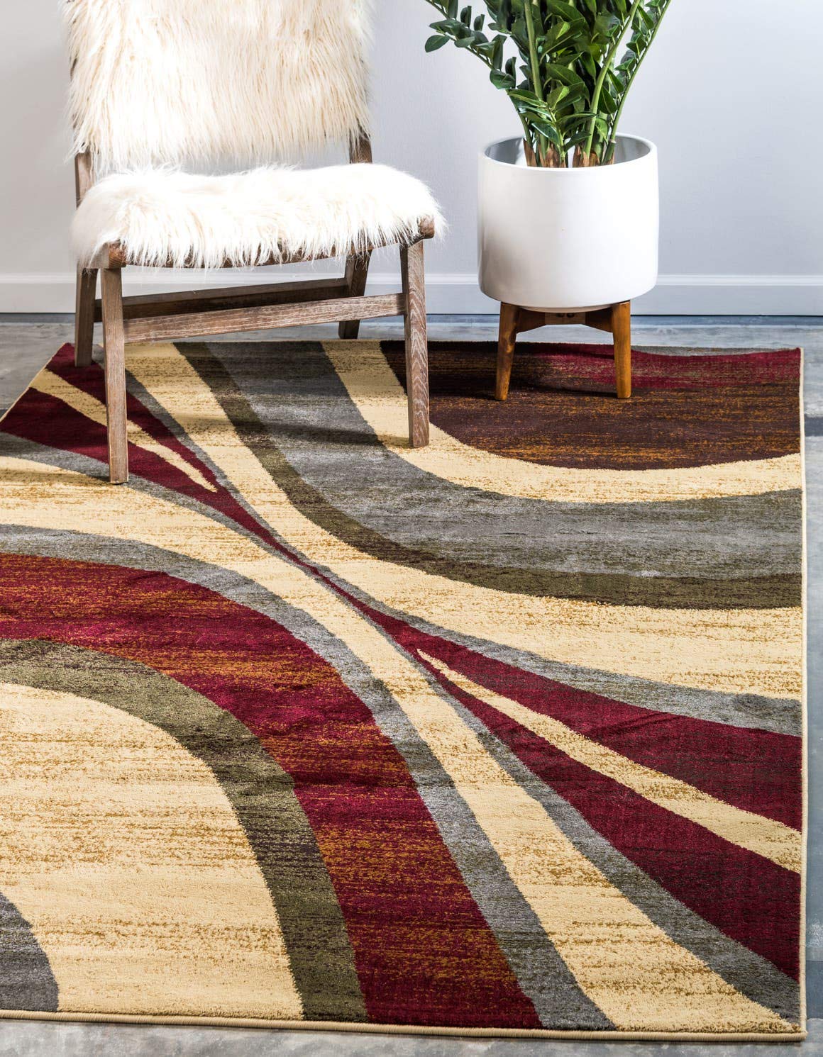 Unique Loom Barista Collection Area Rug - Ngada (5' 3" x 8' Rectangle, Beige/ Red)