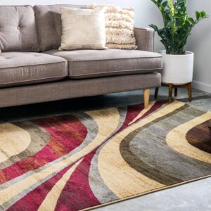 Unique Loom Barista Collection Area Rug - Ngada (5' 3" x 8' Rectangle, Beige/ Red)