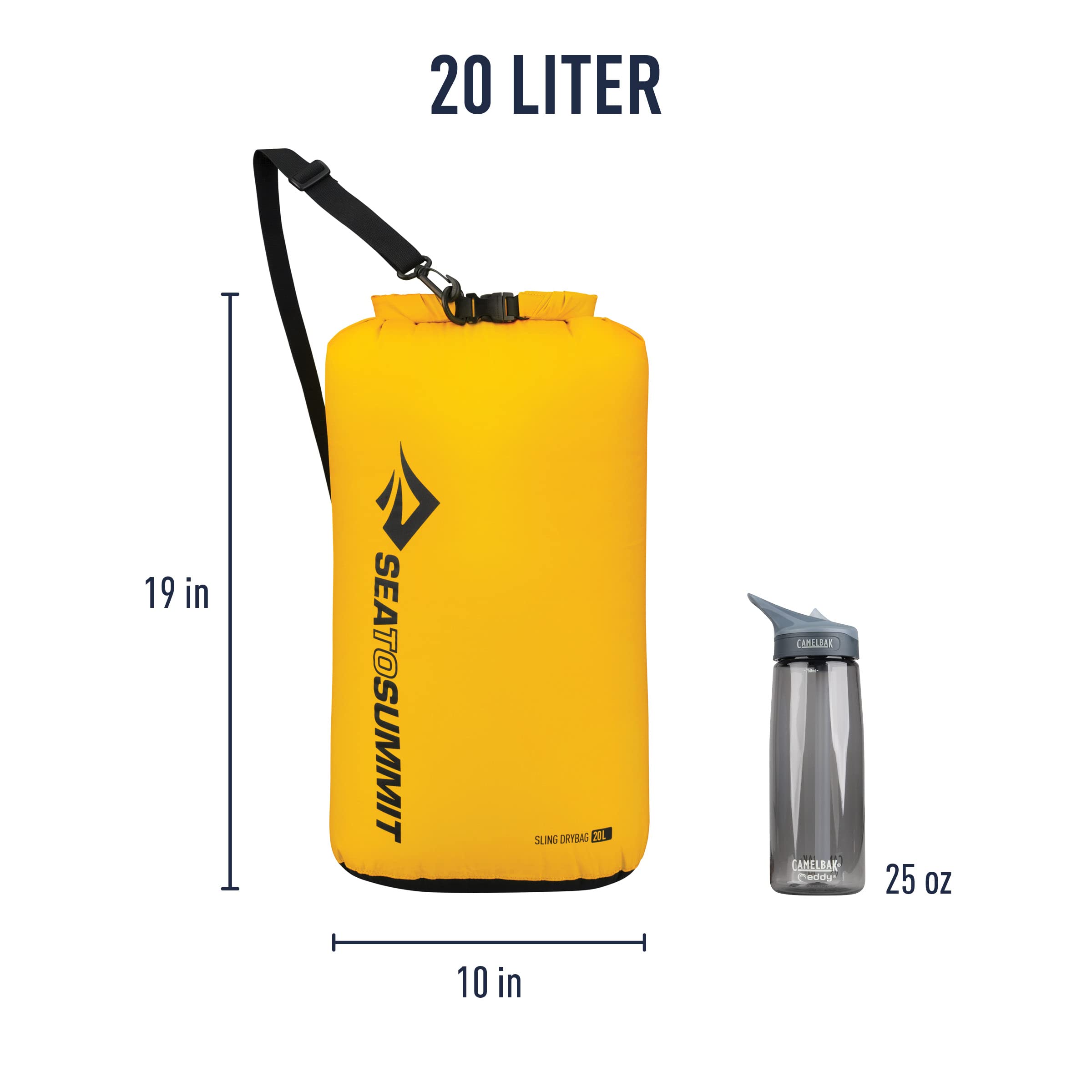 Sea to Summit Sling Lightweight Dry Bag with Shoulder Strap, 20 Liter, Yellow