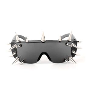 mincl/punk rocker large shield spike fashion novelty club sunglasses (smoke, 72)