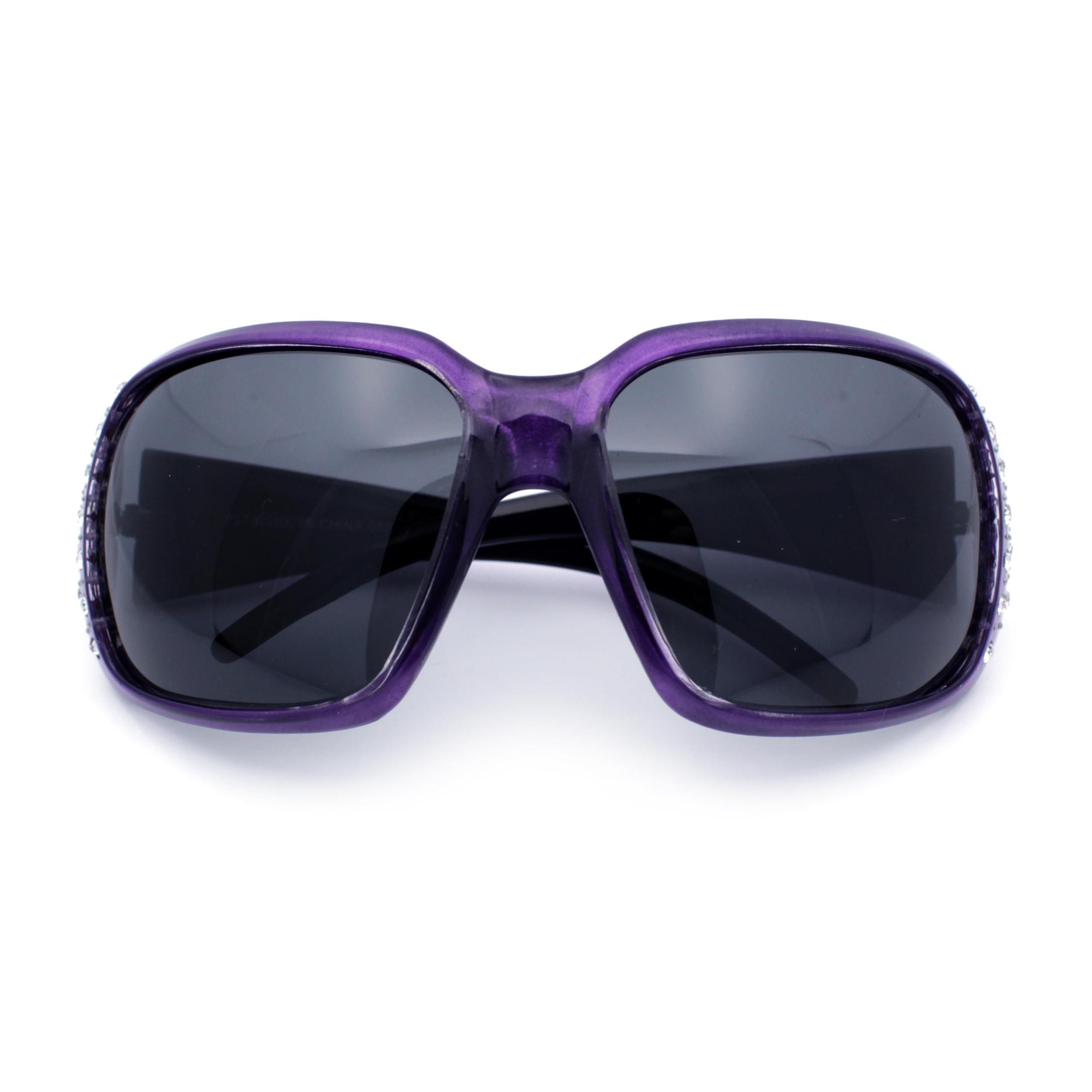 SA106 Polarized Lens Oversize Rhinestone Bling Iced Out Womens Sunglasses Purple