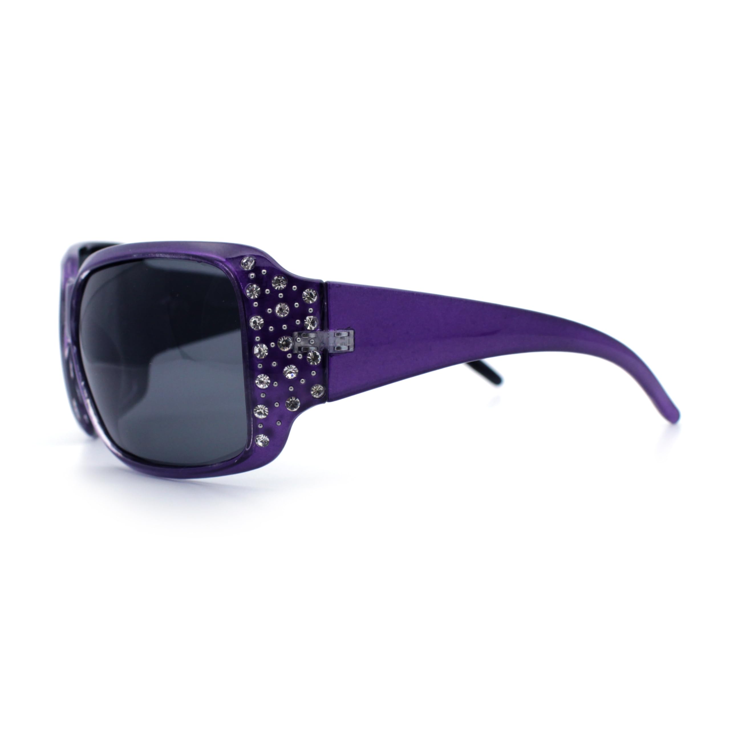 SA106 Polarized Lens Oversize Rhinestone Bling Iced Out Womens Sunglasses Purple