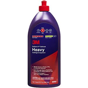 3m perfect-it gelcoat heavy cutting compound, 36102, 1 quart, fiberglass oxidation remover for boats and rvs