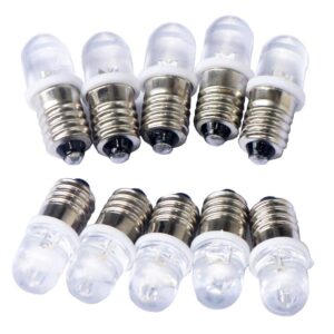 gutreise 10pcs e10 screw 4.5v cold white spot led bulb light lamps +10pcs e10 base (dc4.5v, cold white)