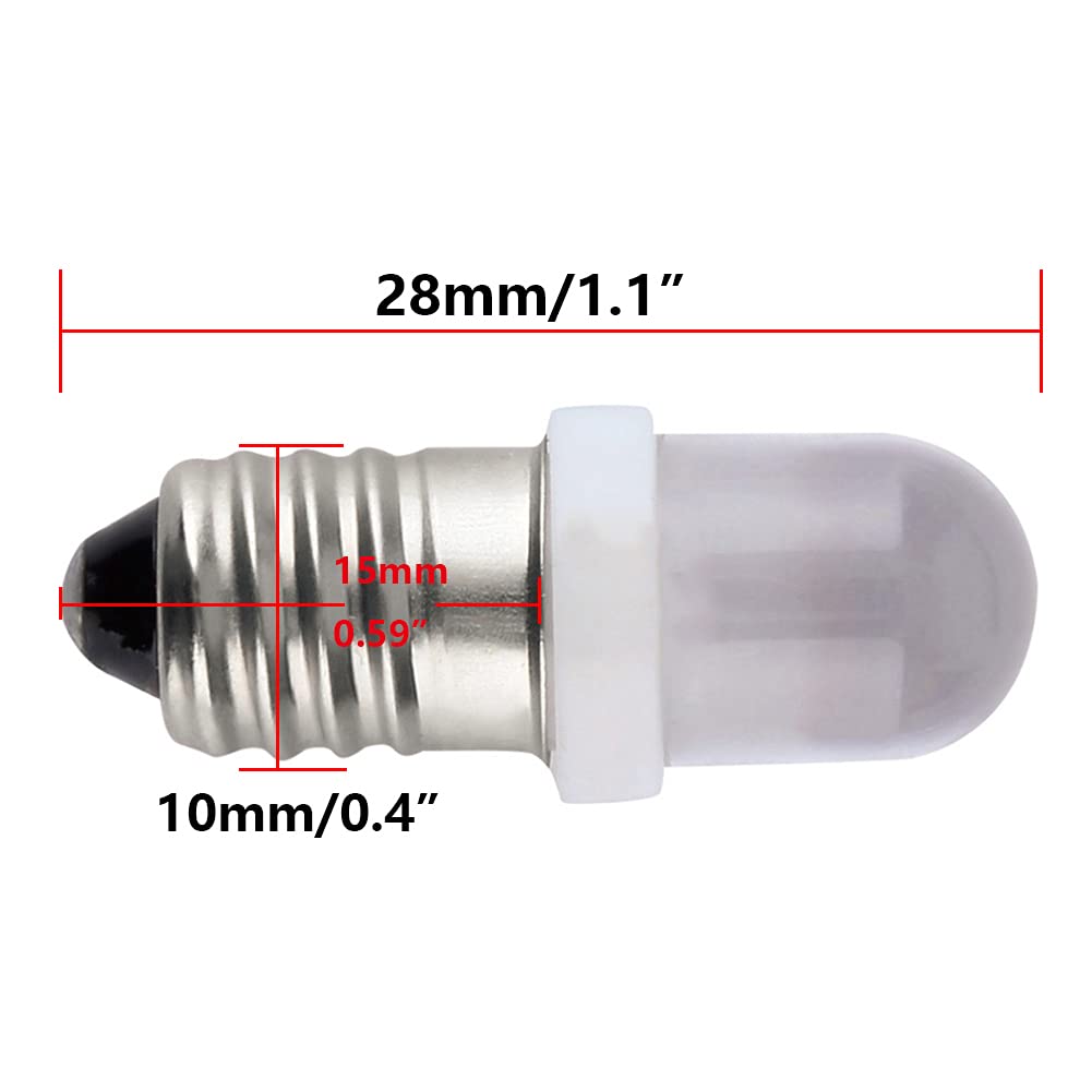 GutReise 10pcs E10 Screw 4.5V Cold White Spot Led Bulb Light Lamps +10pcs E10 Base (DC4.5V, Cold White)